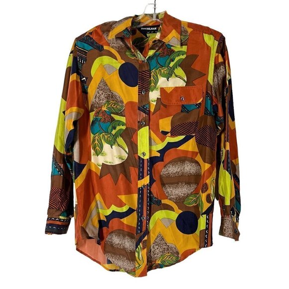 Diane Gilman | Tops | Vintage Silk Blouse Abstract Mod Retro Small ...